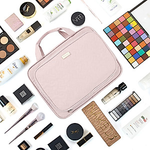 NISHEL Hanging Travel Toiletry Bag, Visible Makeup Organizer, Cosmetic Case for Journey Accessories, Bathroom Shower, Pink