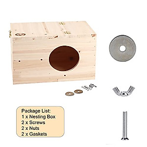 SALUTUYA Wood Nesting House, Squirrel Nesting Box Squirrel House Wear Resistant Mating Breeding Box Nesting for Chinchilla Squirrel Hamster