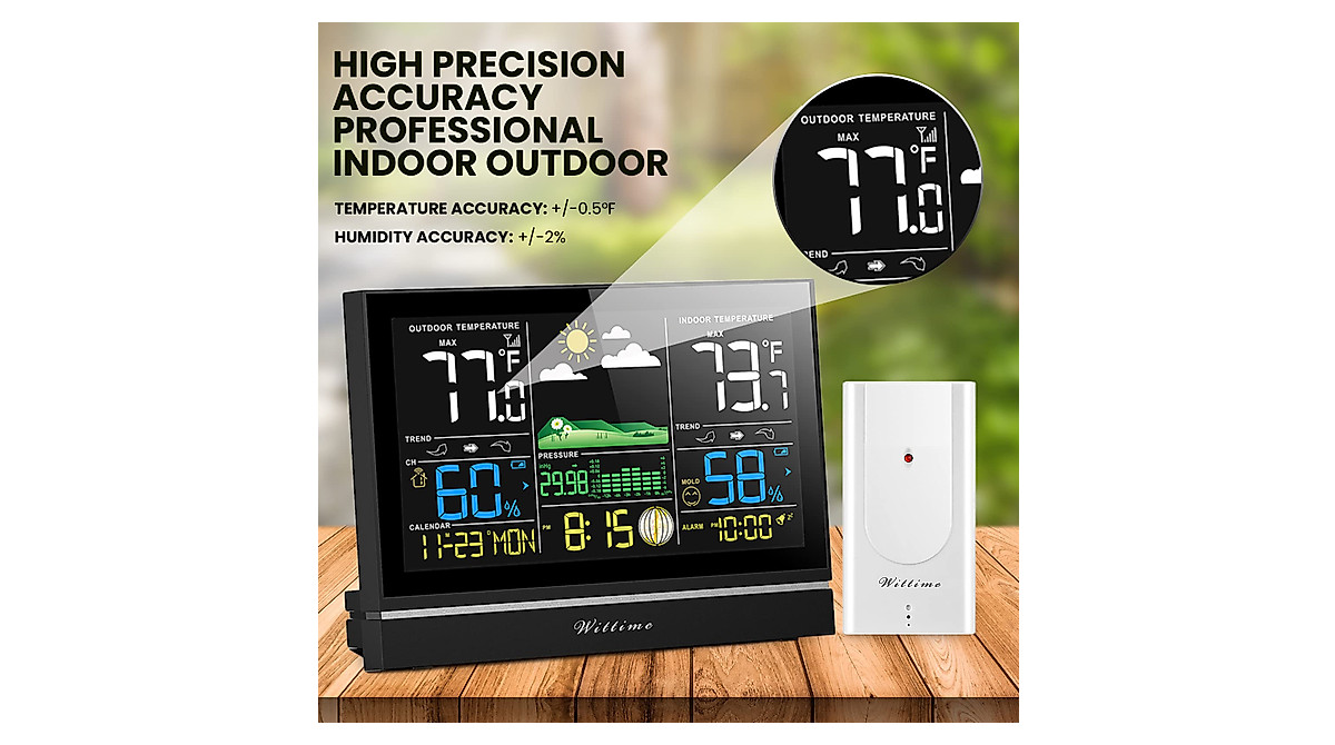 Wittime 2076B Weather Station with Atomic Clock & Wireless Sensors