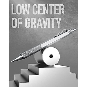 Four Candies 4PCS Metal Mechanical Pencils Set with Case, 0.5mm & 0.7 mm Artist Pencil with 8 Tubes (480PCS) HB Lead Refills, 3 Erasers,9 Eraser Refills For Writing Drafting, Drawing, Black&Sliver