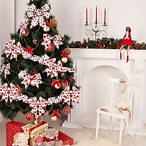 2 Rolls Christmas Ribbons Polka Dot Ribbon Wired Glitter Christmas Wired Ribbons Burlap Decorative Ribbons for DIY Craft Wreath Bows (Green, Red, 2.5 Inch x 6 Yard Per Roll)