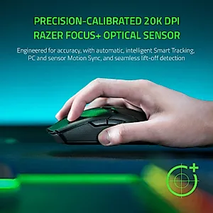 Razer Viper Ultimate Hyperspeed Lightweight Wireless Gaming Mouse & RGB Charging Dock: Fastest Gaming Mouse Switch - 20K DPI Optical Sensor - Chroma Lighting - 8 Programmable Buttons - 70 Hr Battery