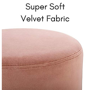 BIRDROCK HOME Round Ottoman Foot Stool – Soft Padded Modern Design – Ideal for Living Room, Bedroom – Compact Footrest, Vanity Chair, Small Furniture – Foam Seating, Decorative Accent (Dusty Rose)