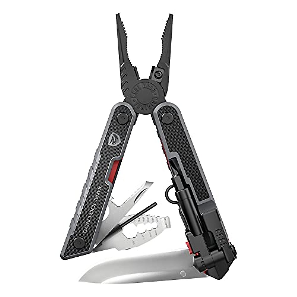 Real Avid Gun Tool Max, 37-in-1 Multitool for Gunsmithing, Includes Pliers, Wire Cutters, Knife Blade, Universal Choke Wrench, Bits, Wrenches & Sheath, Perfect EDC Tool for Hunting & Gun Owners black