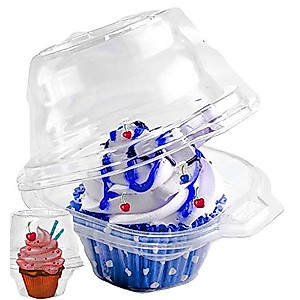 pack of 50 individual cupcake containers Strong and Sturdy Clear Plastic Cupcake Muffin Containers disposable 1 Compartment cupcake containers Cupcake Carrier Holder single cupcake favor box plastic