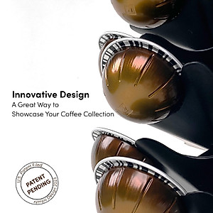 xympo Coffee Pod Carousel for Nespresso Vertuo Capsules, Holds 40 Pods, 360° Rotating Stand, Metal (Black)