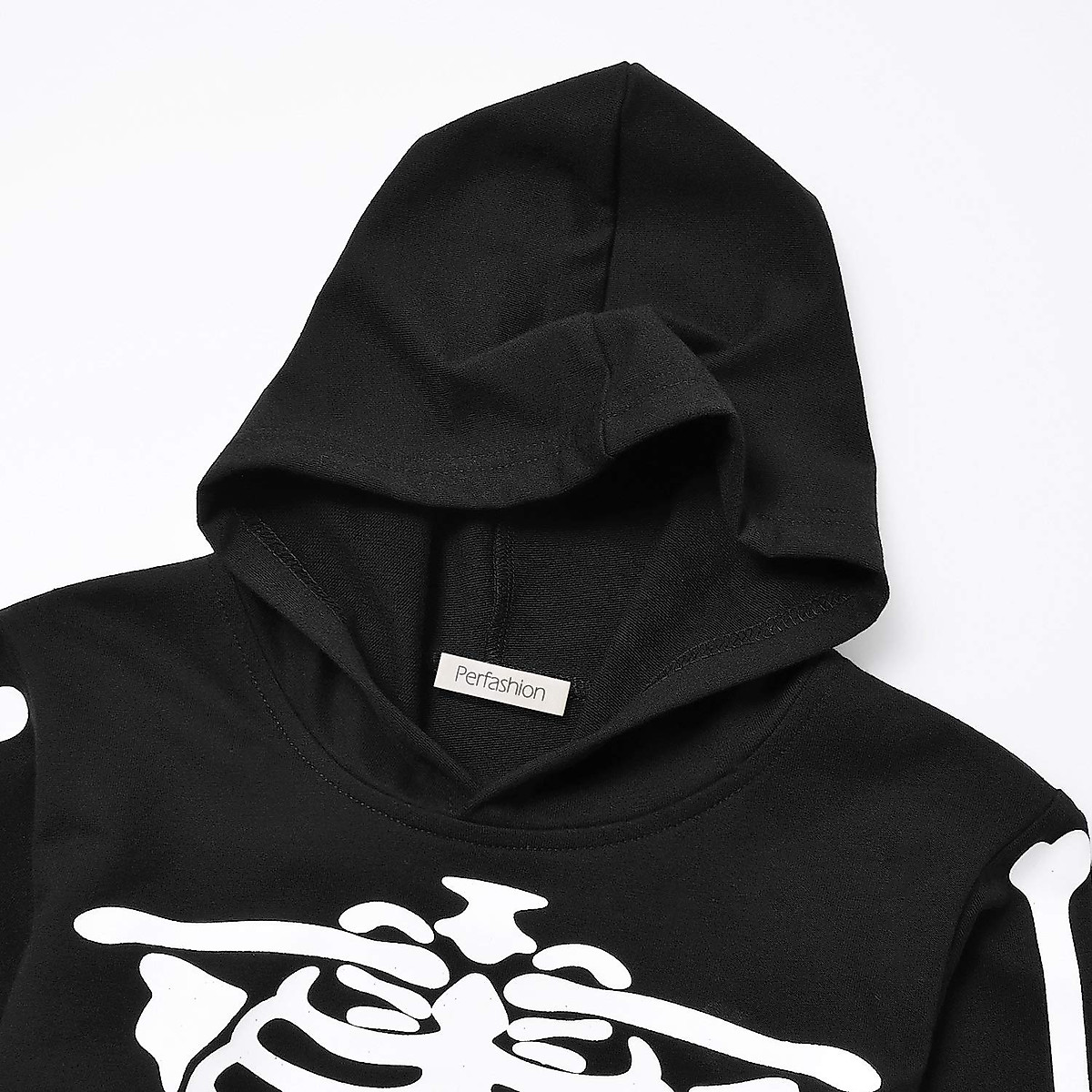 Perfashion Glow in the Dark Girls Skeleton Hoodie Kids Long Sleeve Halloween sparkly Skull Clothes Black 6T 7T