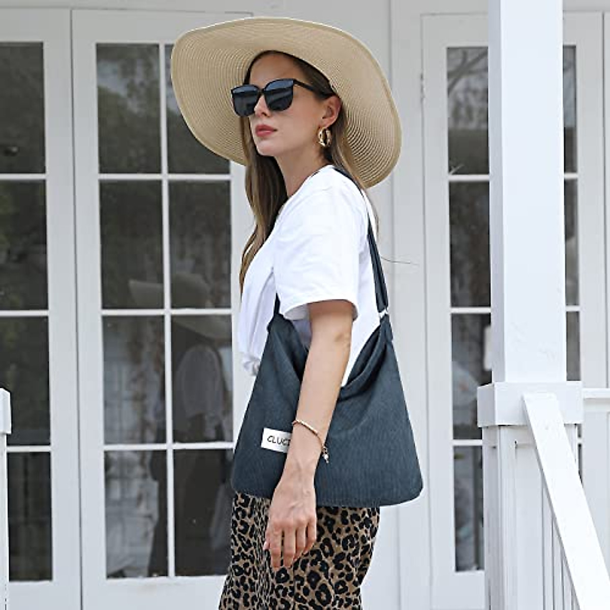 CLUCI Tote Bag For Women Zipper Casual Corduroy Tote's Handbag Large Hobo Shoulder Bag Purse For Women