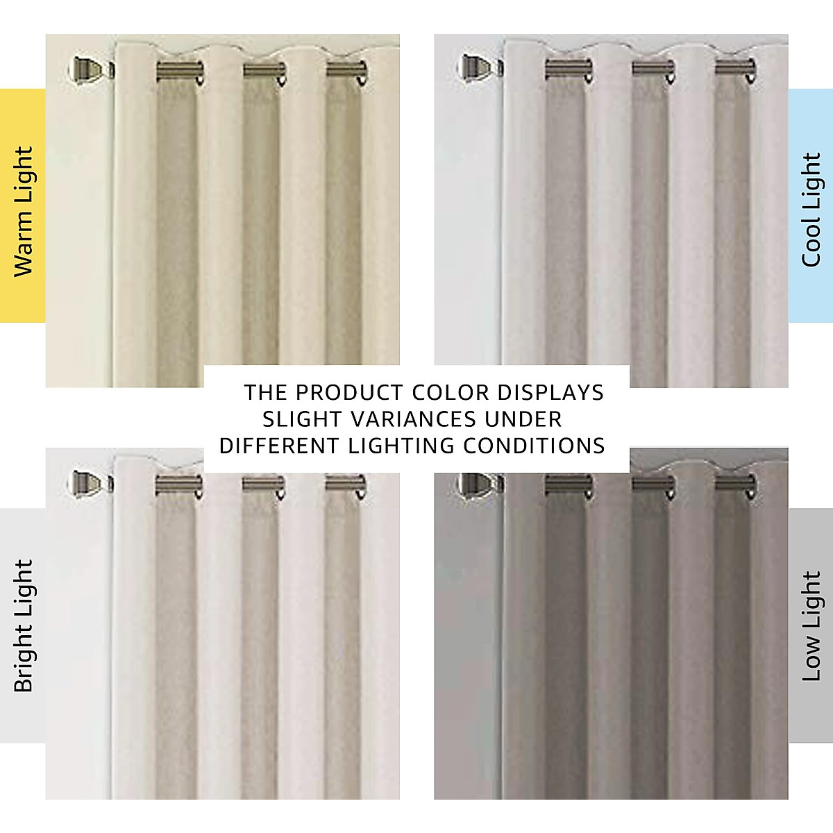 H.VERSAILTEX Linen Curtains Black Out Curtains for Bedroom Windows Noise Reducing Thermal Insulated Darkening Curtains for Living Room 2 Panels Set Grommet Curtain Panels 52 x 84 Inch, Heather Ivory