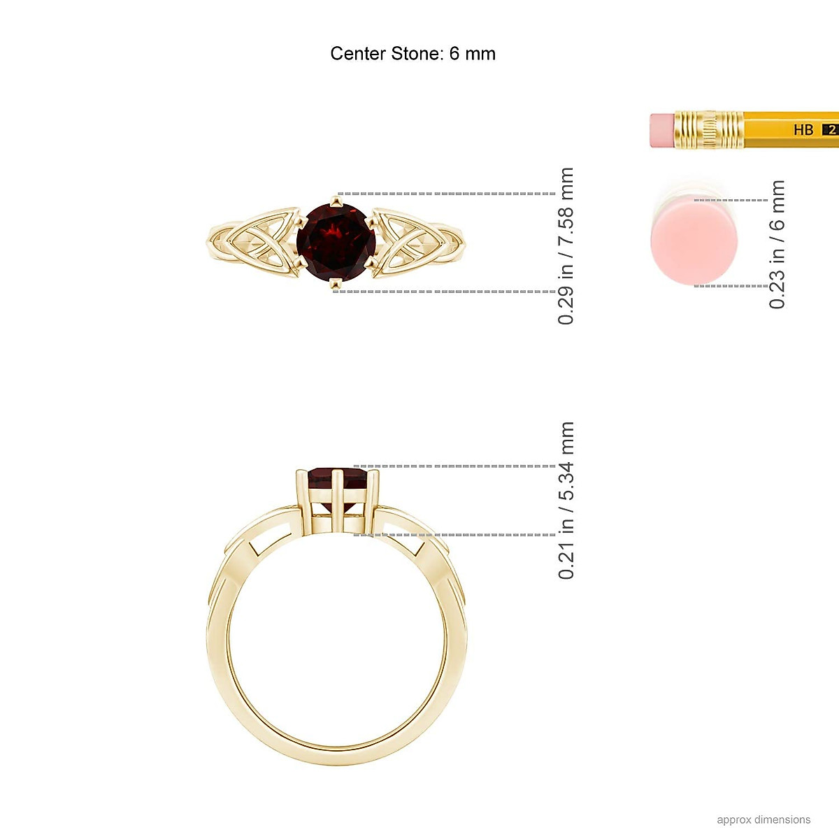 Angara Natural Garnet Solitaire Ring for Women in 14K Yellow Gold Size-6 (Grade-A | Size-6mm) | January Birthstone Jewelry Gift for Women | Birthday | Wedding | Anniversary | Engagement