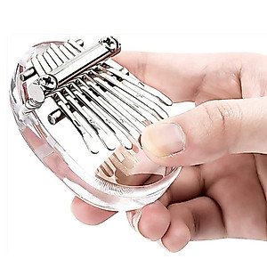 Mini Kalimba 8 Keys Crystal Thumb Piano Best Gift for Kids Adults and Beginners in Birthday Christmas and Other Occasions(Crystal oval)