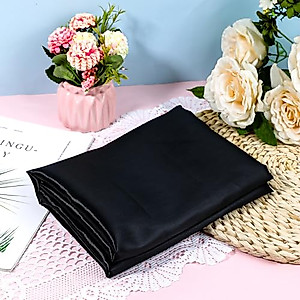 Satin Fabric by The Yard, 60 Inch Wide Black Satin Fabric Shiny & Silky Lining Fabric Satin Cloth Fabric for Wedding Dress, Clothing Making, DIY Crafts, Table Cover, Sewing(Black)