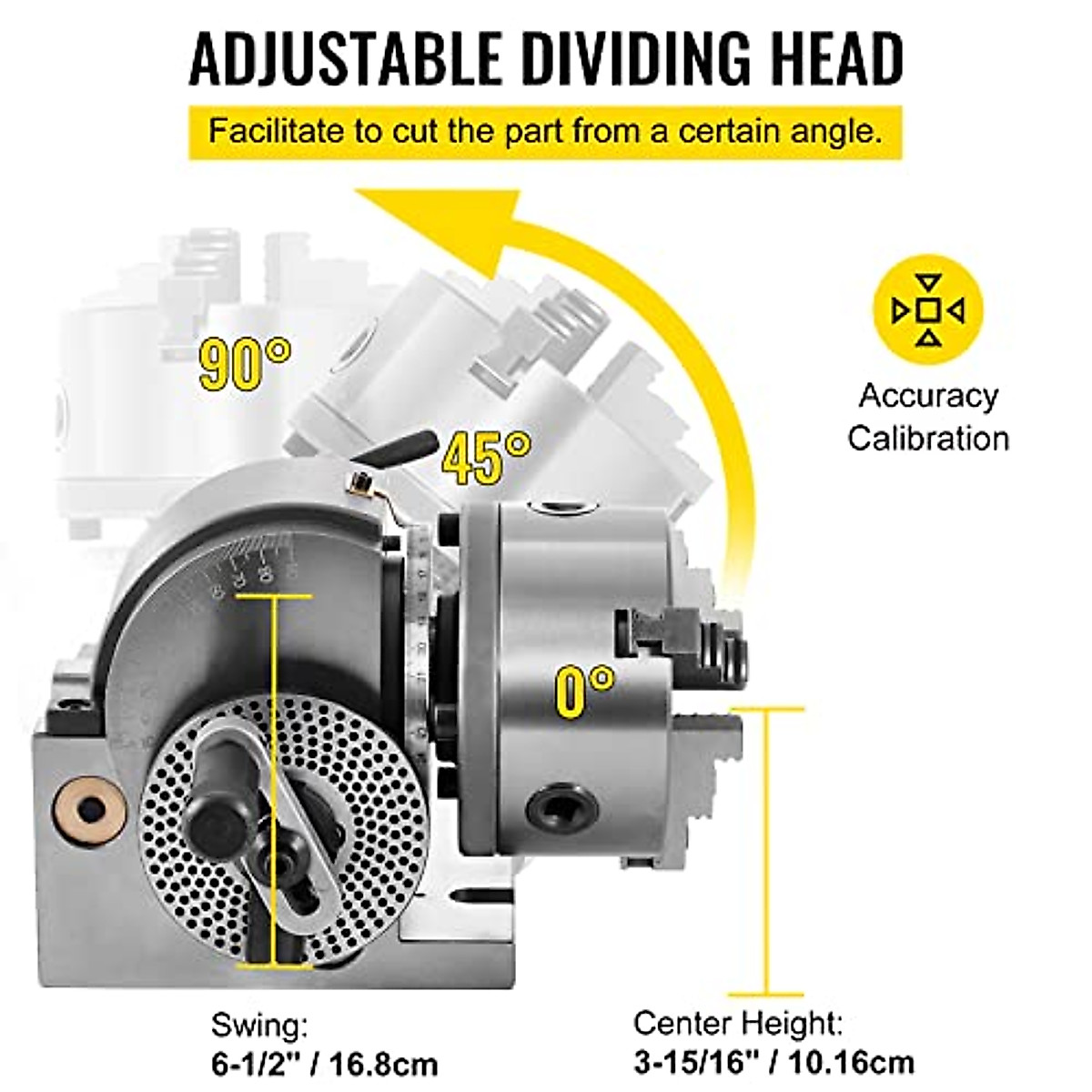 Mophorn Dividing Head BS-0 5Inch 3 Jaw Chuck Dividing Head Set Precision Semi Universal Dividing Head for Milling Machine Rotary Table Tailstock Milling Set (5 Inch Chuck)