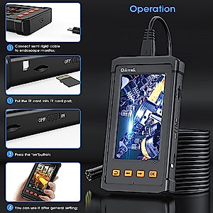 50FT Endoscope Inspection Camera, Oiiwak Borescope Camera for Pipe Sewer Drain Plumbing Inspection 1080P HD 4.3“ IPS Screen Waterproof IP67 Bore Scope Snake Camera with 6 LED Lights(15m Cable)