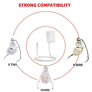 MEROM 6V Baby Swing Power Cord Compatible with Fisher Price Cradle Swing, Rainforest Cradle Swing, Butterfly Ocean Wonders Swing, Ingenuity Swing, Replacement Fisher Price Swing Adapter Cord