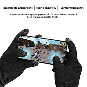 ZEPOHCK Game Gloves, Anti-Sweat Breathable Touch Finger Gaming Glove for Highly Sensitive Nano-Silver Fiber Material, Support Almost All Mobile Gaming (Black)
