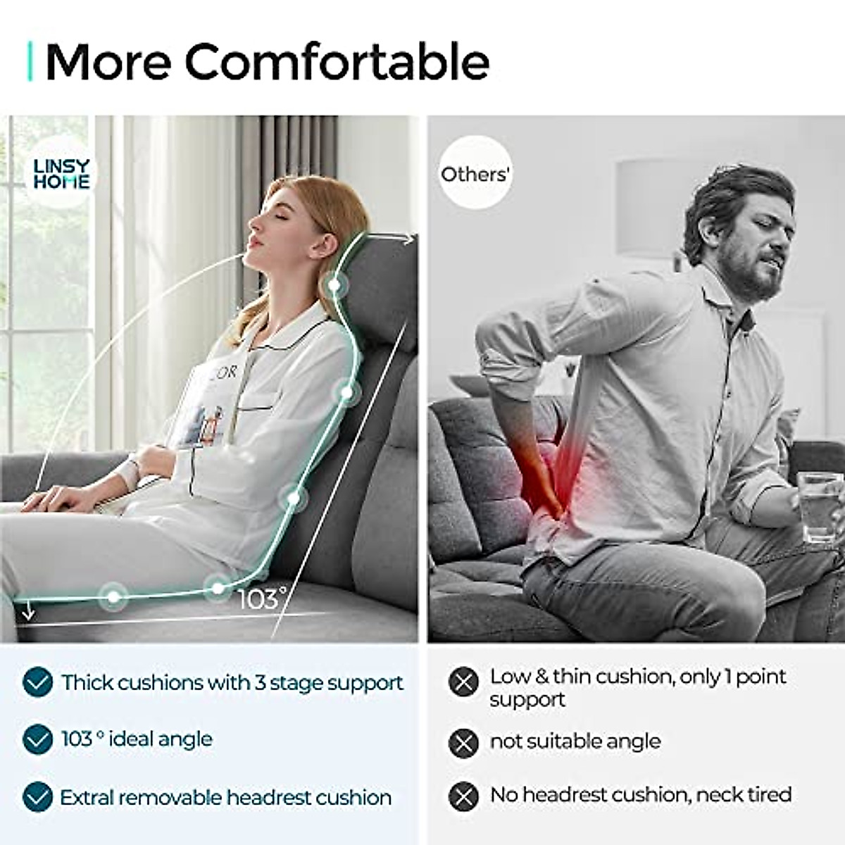 LINSY HOME Convertible Sectional Couch, 3 Seat L Shaped Sofa with 2 USB Ports and Storage Bags, Small Sectional Sofa Set for Living Room, Apartment, Dark Gray