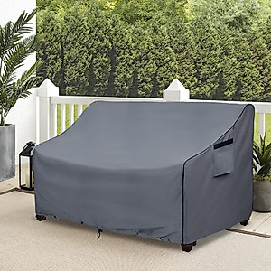 Dalema Outdoor 2-Seater Loveseat Cover,600D Heavy Duty 100% Waterproof Patio Sofa Cover,Furniture Covers for Sofa and Loveseat,76W x 32.5D x 33H Inches,Grey.