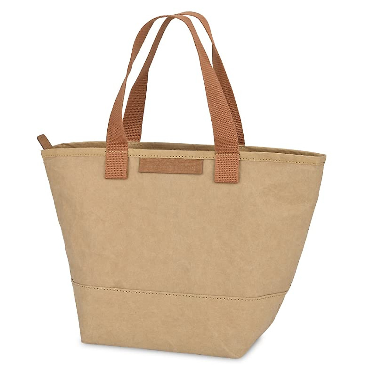 Out of the Woods Water Resistant Insulated Mini Shopper Lunch Bag – Lightweight Reusable Lunch Tote – Vegan Lunch Cooler with Handles – Sustainable Small Vegan Lunch Bag - Sahara