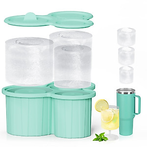 Ice Mold for Stanley Cup, Silicone Ice Cube Tray for 20-30-40oz Tumbler, Hollow Cylinder Ice Cube Mold with Lid for Stanley, Easy Fill and Release Ice Maker Tray for Whiskey, Cocktail, Coffee, Juice