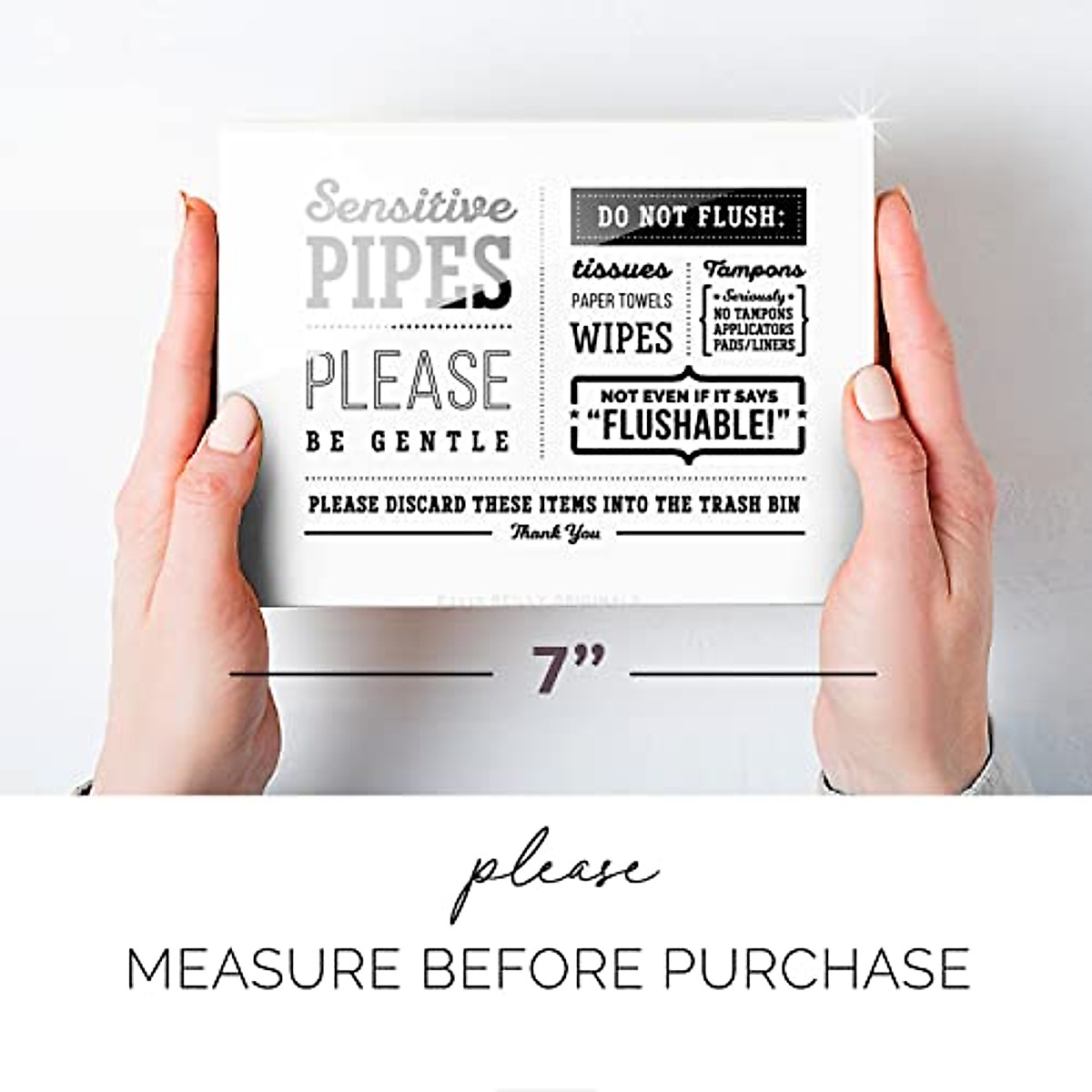 5x7 Inch Sensitive Pipes Designer Bathroom Sign ~ Ready to Stick, Lean or Frame ~ Premium Acrylic Plexiglass, Durable (White)