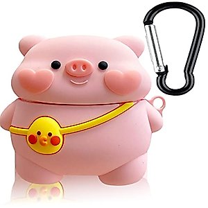 TIVSIYAEVV Compatible for AirPods Pro 2 Case Cover with Keychain, Cartoon Shockproof Protective Silicone 3D Cute Designed Charging Case for Girls Women Men, Pink Pig