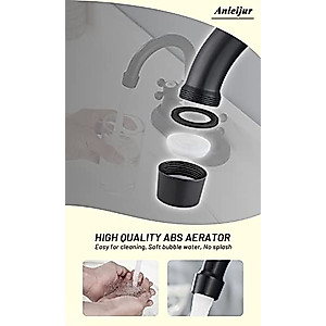 Anleijur Black Bathroom Faucet, Two Handle Bathroom Sink Faucet, 4 Inch Centerset Matte Black Bathroom Sink Faucet with Pop Up Drain, 360 Swivel Spout 2 or 3 Hole RV Bathroom