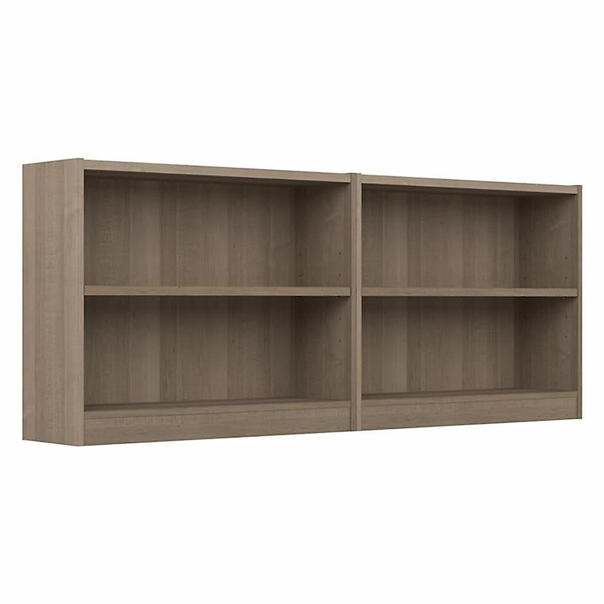 Bush Furniture Universal Small 2 Shelf Bookcase in Ash Gray - Set of 2, Matching Storage and Display Bookshelves for Home Office or Living Room Organization