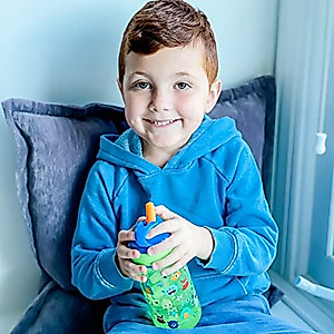 Nuby 2 Pack Iridescent Flip-it Kids On-The-Go Printed Water Bottle with Bite Proof Hard Straw - 18oz / 540 ml, 18+ Months, 2 pk Prints May Vary