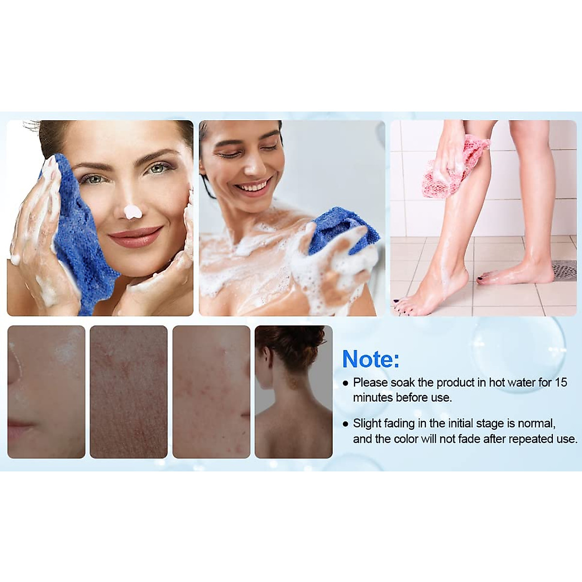 2 Pcs African Net Sponge,African Exfoliating Net,Exfoliating Bath Sponge,Bath Towels,Nylon Net,Wash Cloths,Back Scrubber for Shower,Skin Smoother for Daily Use or Stocking Stuffer(Blue,Pink）