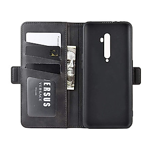 Oppo case for Oppo RENO2 Wallet Stand Leather Cell Phone Case with Wallet & Holder & Card Slots(Black) (Color : Black)