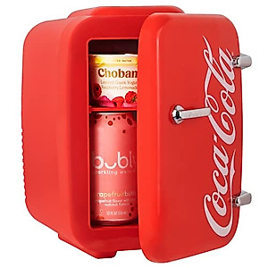 Cooluli Retro Coca-Cola Mini Fridge for Bedroom - Car, Office Desk & College Dorm Room - 4L/6 Can 12V Portable Cooler & Warmer for Food, Drinks & Skincare - AC/DC and Exclusive USB Option (Coke, Red)