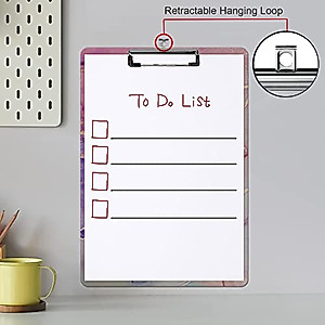 Fashion Clipboard, A4 Letter Size Wooden Decorative Clipboards for Teacher, Nurse, Doctor,Student and Kids, Cute Design for Standard Size 12.2" x 8.9" (C-Pink Purple Marble)