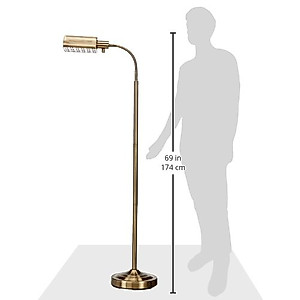 daylight24 402051-07 Natural Daylight Battery Operated Cordless Floor Lamp, Antique Brass