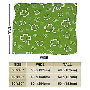 TinaCobur Four Leaf Clover Soft Throw Blanket 40"x50" Lightweight Flannel Fleece Blanket for Couch Bed Sofa Travelling Camping for Kids Adults
