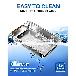WantJoin 1/2 Half Size Steam Table Pans,6-Pack 4 Inch Deep Restaurant Steam Table Pans Commercial Food Warmers, Hotel Pan Made of Stainless Steel