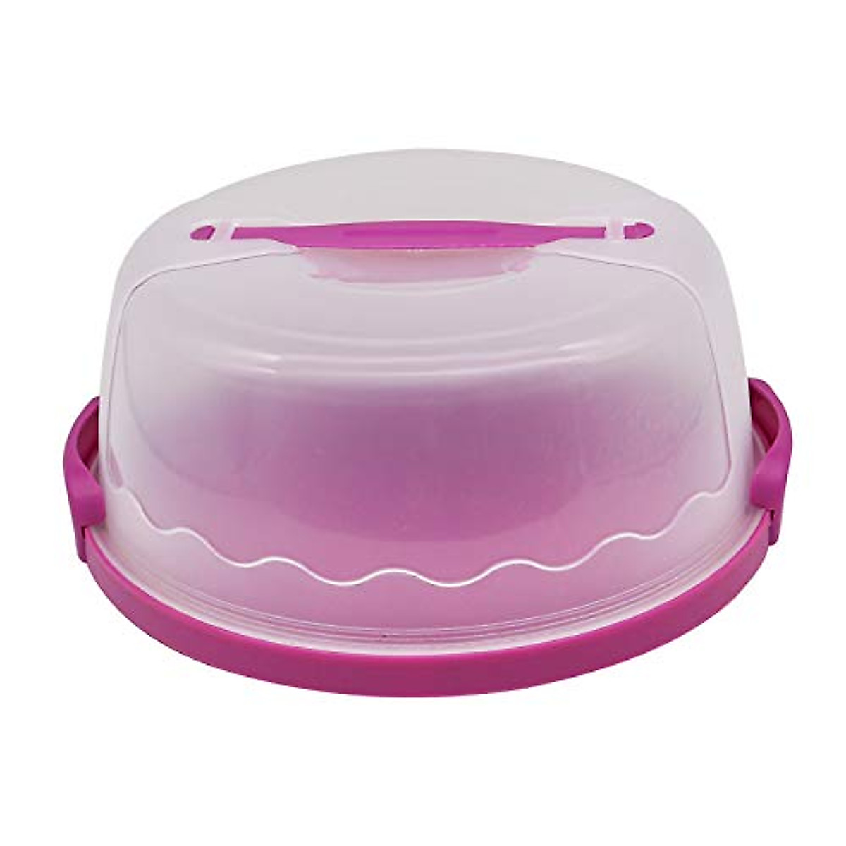 Portable Round Cake Carrier with Handle Pie Saver Cupcake Container Up to 10 Inch Translucent Dome for Transporting Cakes, Cupcakes, Cookies, Pies, or Other Desserts (Purple)