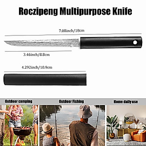 2 Pcs Fruit Knife with Sheath,Fixed Blade Knife with Sheath, Sharp Paring Knife for Home Using, Outdoor Camping, Fishing, Hunting, Black and White