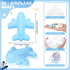 Tondiamo 25 Sets Airplane Soap Favor for Guests 25 Wedding Baby Shower Birthday Party Gift Adventure Travel Themed Gift Handmade Scented Soap 25 Thank You for Flying by Card with Bag and Twine