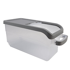 Food Container, 10KG Large Food Grade PP Transparent Thickened Rice Container 7.2x15.2x8.3in Grain Storage Box with Slide Cover, Sealed Dustproof Rice Storage Container for Rice Flour Cerea(grey)