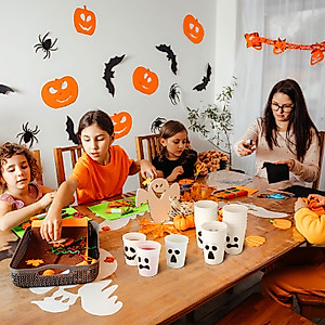 Tanlade 48 Pcs Disposable Halloween Cups Kids 16 oz Plastic Ghost Cups Halloween Disposable Cups Halloween Party Plastic Cups for Drinking Beverage Beer Juice Soda Snacks Punch Party Decorations