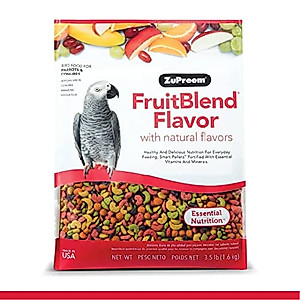 ZuPreem FruitBlend Flavor Pellets Bird Food for Parrots and Conures, 3.5 lb - Daily Blend Made in USA for Caiques, African Greys, Senegals, Amazons, Eclectus, Small Cockatoos