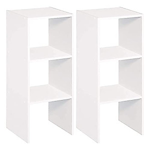 ClosetMaid 895300 Decorative Home Vertical Stackable 2-Cube Organizer Storage with Open Back Panel Design, 31-Inch, White (3 Pack)