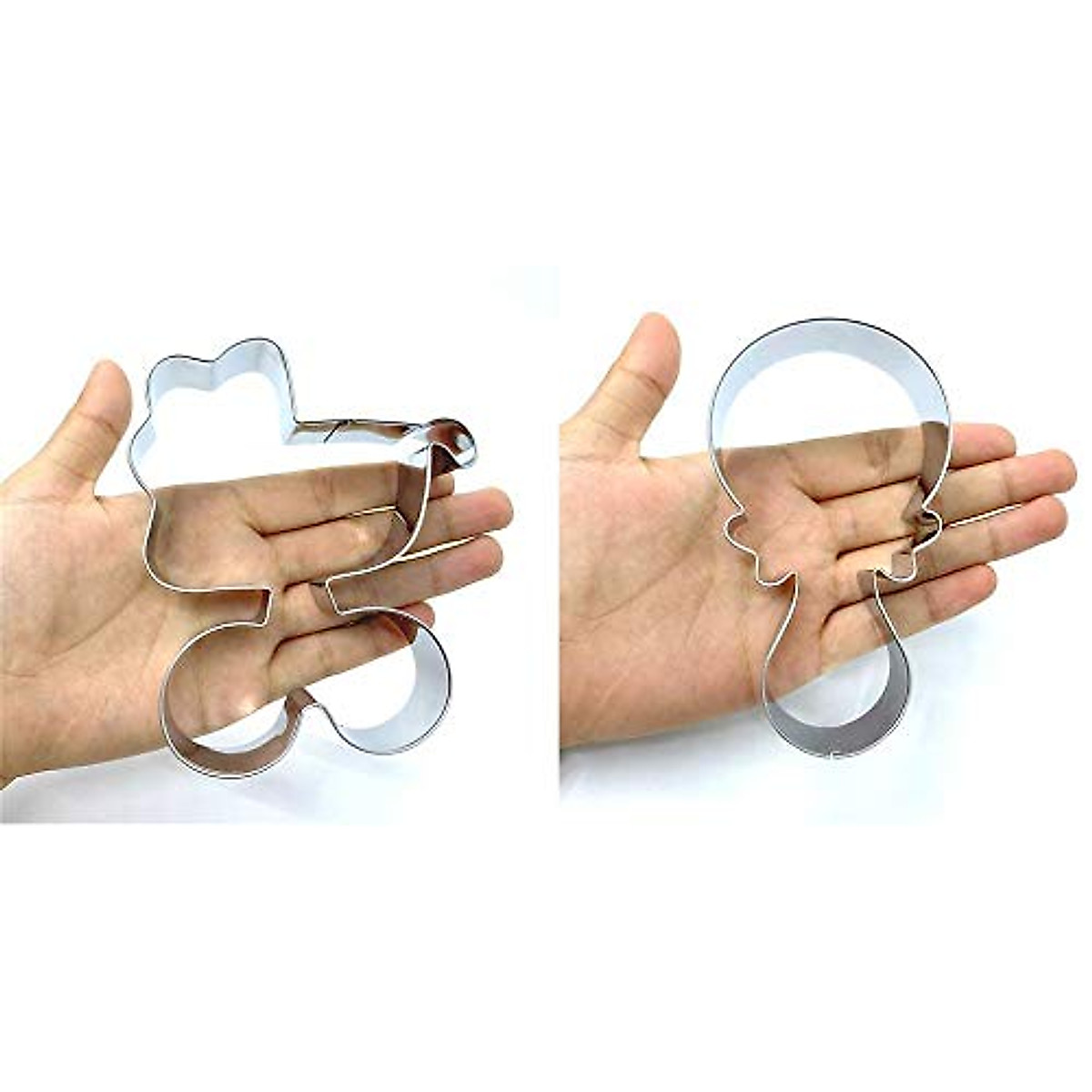 LILIAO Baby Shower Cookie Cutter Set - 6 Piece - Feeding Bottle, Rattle, Heart, Carriage, Princess Dress and Bow/Ribbon Biscuit Fondant Cutters - Stainless Steel