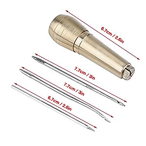 GLOGLOW 3 Needles Hand Stitcher Sets, Vintage Sewing Awl with Crochet Hand Leather Sewing Awl Kit Leather Shoe Repair Tool for DIY Sewing Canvas Leather Craft