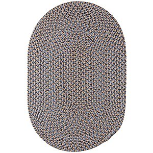 Rhody Rug Lexington Tweed Indoor/Outdoor Braided Rug Denim Blue 4 ft x 6 ft 4' x 6' Bedroom Oval