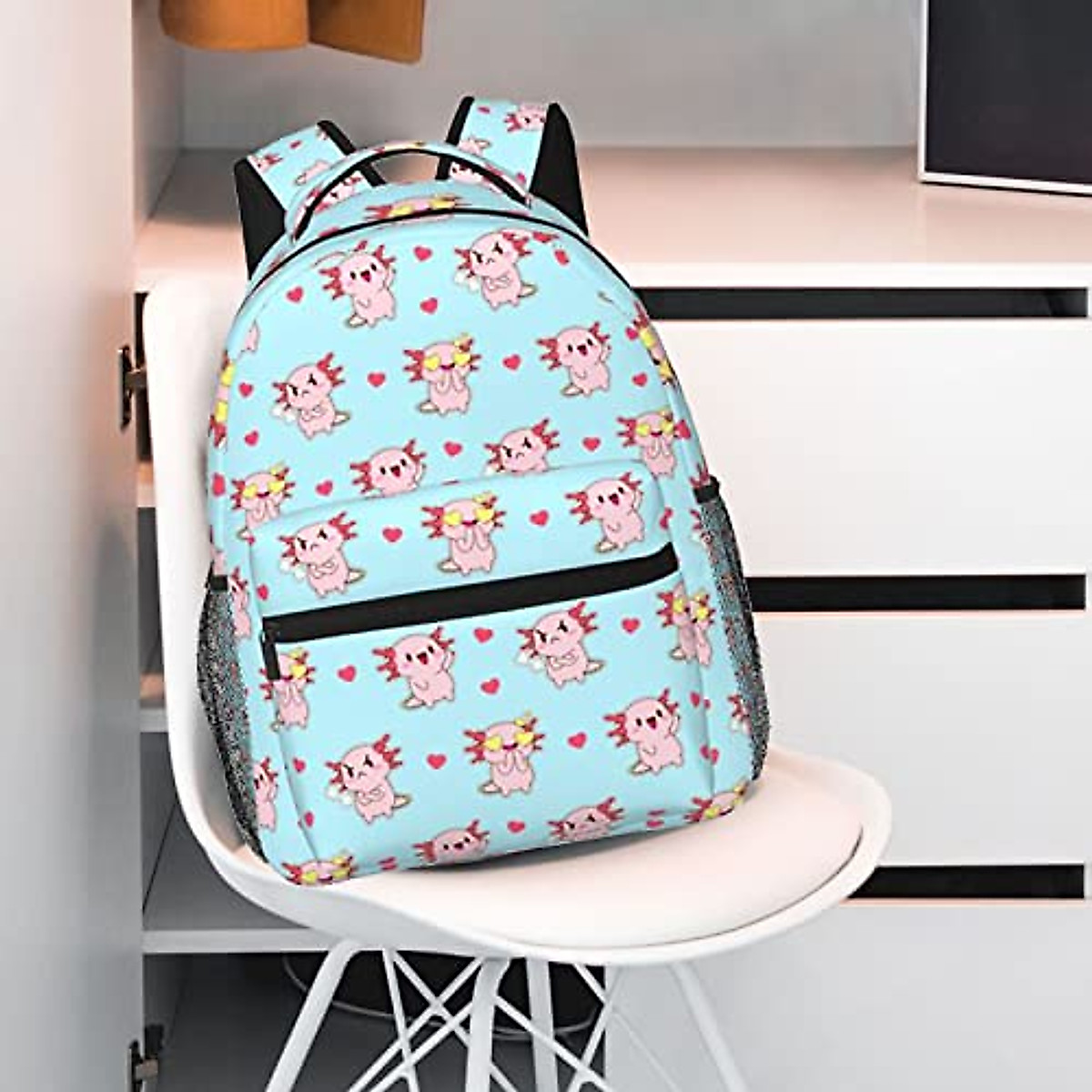 Cute Axolotl Backpack 17 Inch, Laptop Backpack Lightweight Backpack ...