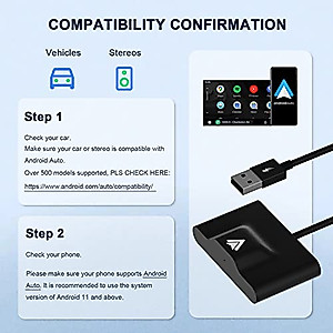 Teeran Android Auto Wireless Adapter for OEM Factory Wired Android Auto Cars Plug & Play Easy Setup Wireless Android Auto Dongle for Android Phones Converts Wired Android Auto to Wireless