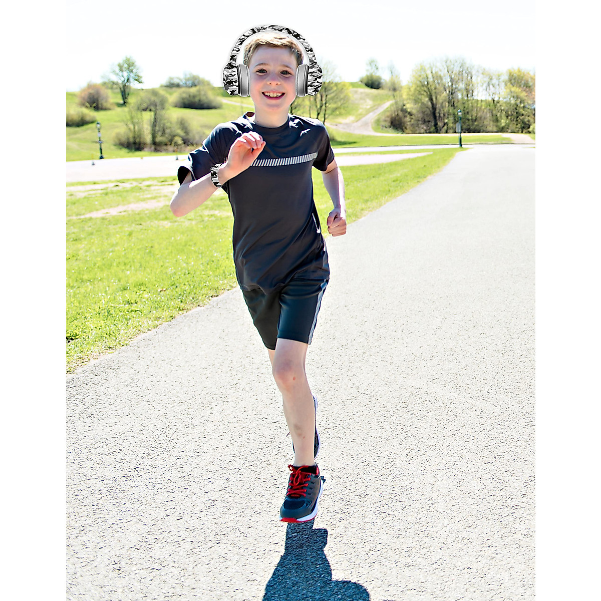 Gabba Goods 2 Piece SmartWatch and Headphones Smart Tech Pack Time and Date Step Counter Heart Rate/Blood Pressure Drink Reminder Message Notification Sleep Monitor Calories Burned Find Watch