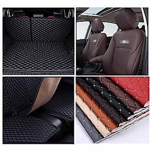 Quilted Faux Leather Vinyl PVC Leather Fabric Waterproof Faux Leather Fabric Quilted Leather Diamond Stitch Padded Cushion Linen Wadding Backing Upholstery 1.6x1m(Colour: Black 2) (Color : Black 2,